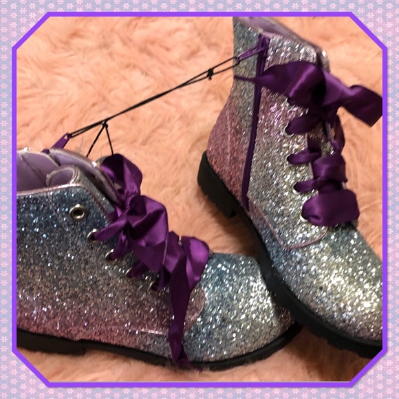 wonder nation | Shoes | Girls Silver Purple Glitter Boots Sz 3 5 | Poshmark